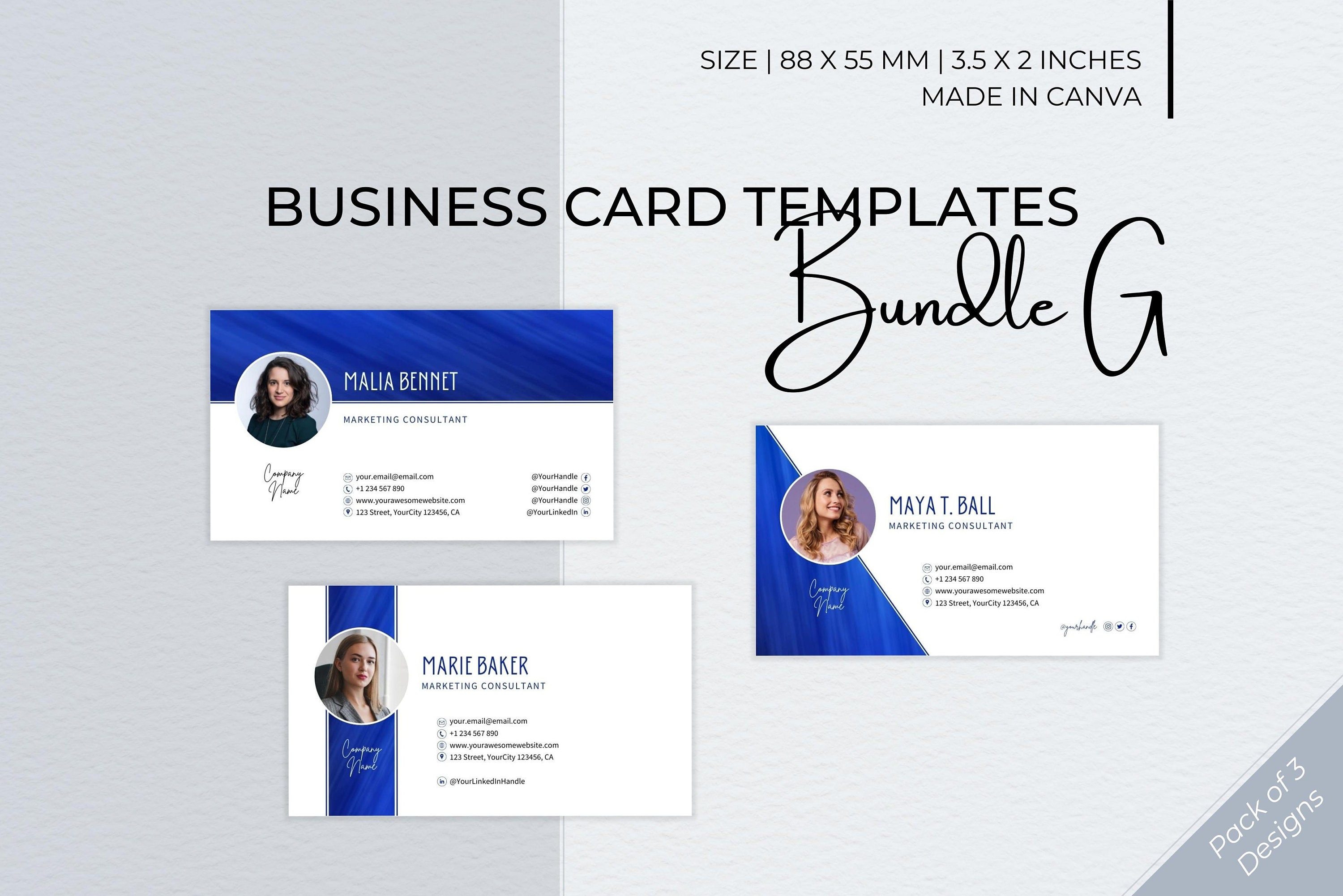 Business Card Canva Template Bundle With Photo or Logo Modern ...