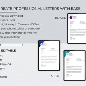 Letterhead Canva & Word Template Bundle, Modern Editable Business Letterhead, Small Business ...