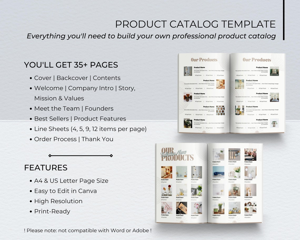35+ Editable Product Catalog & Line Sheet Templates | Product Pricing ...