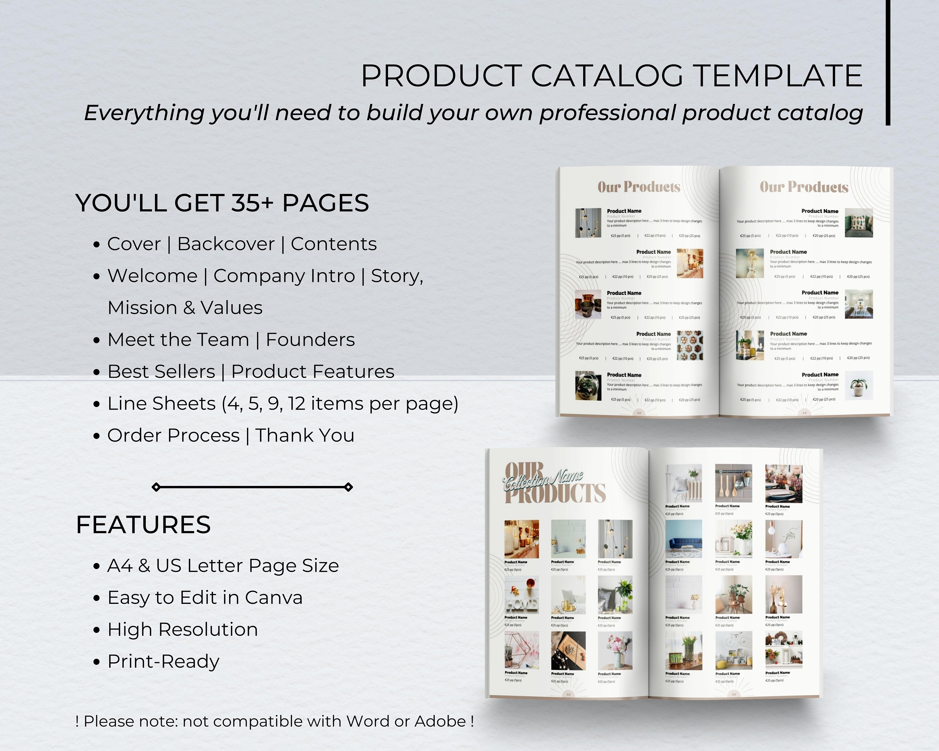 35+ Editable Product Catalog & Line Sheet Templates | Product Pricing ...