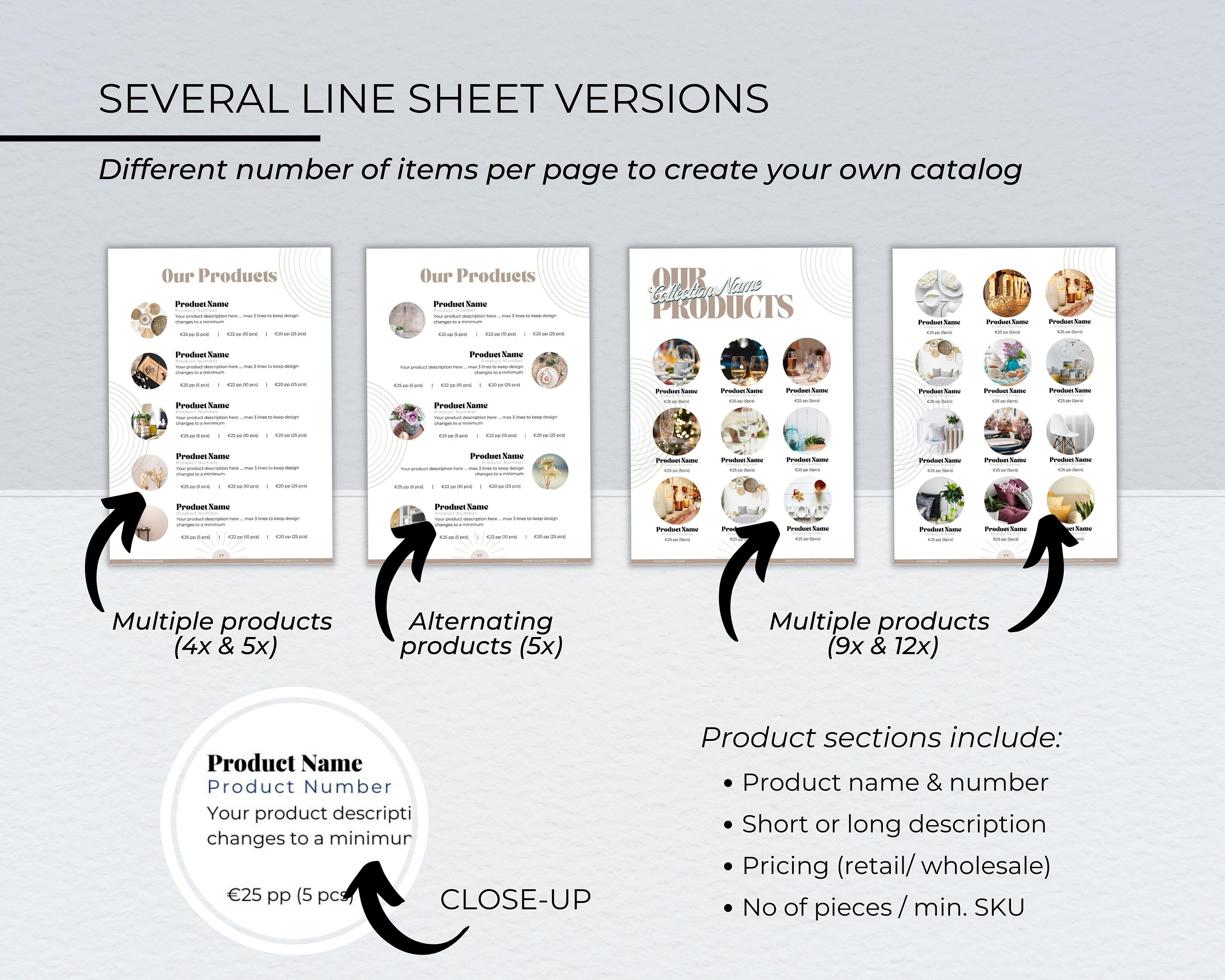 35+ Editable Product Catalog & Line Sheet Templates | Product Pricing ...