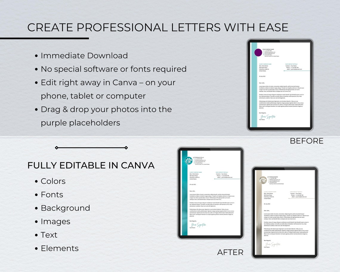 Letterhead Canva Template Bundle Modern Editable Business - Etsy
