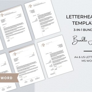 Letterhead Word Template Bundle, Modern Editable Business Letterhead ...