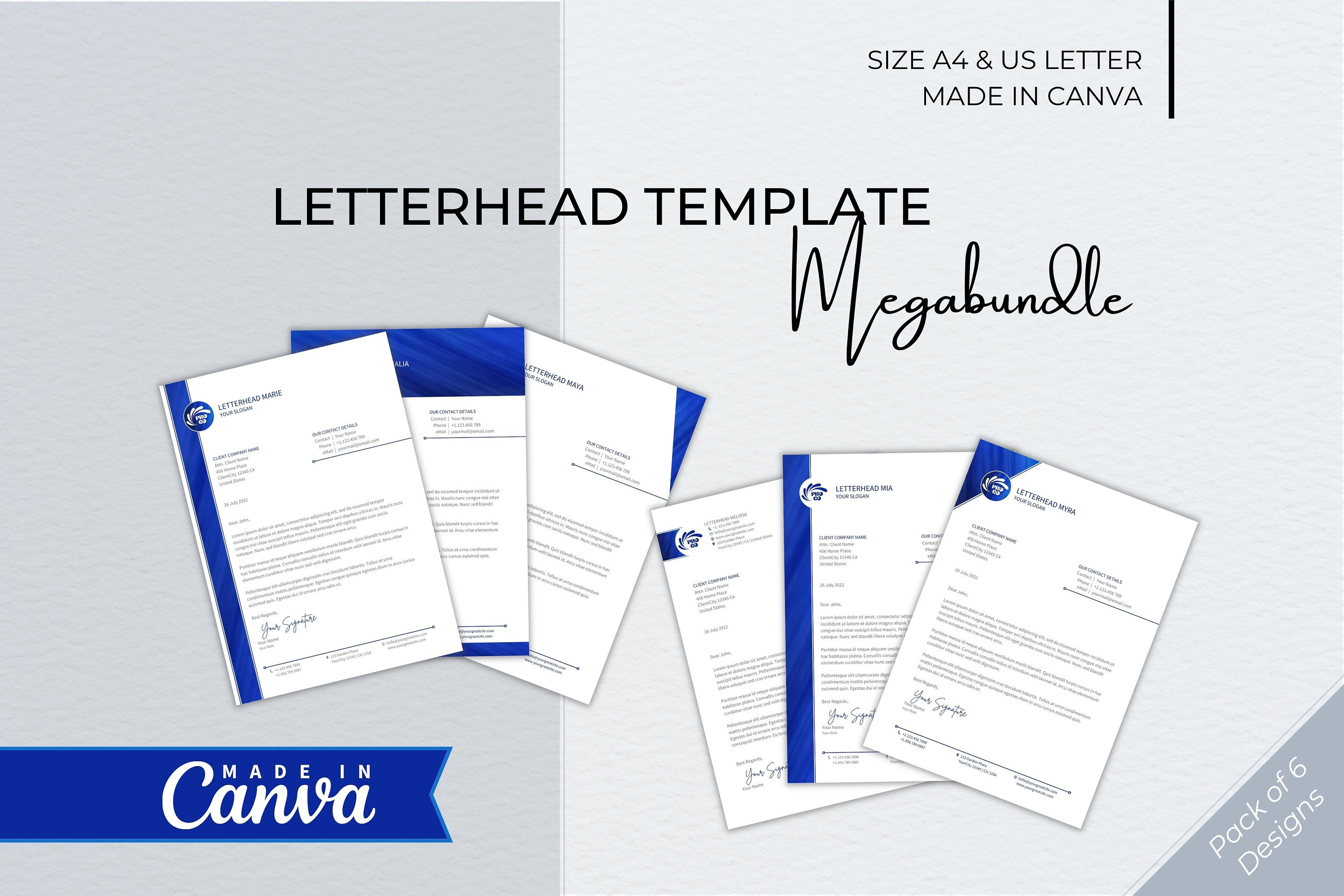 Letterhead Canva Template Bundle, Modern Editable Business Letterhead ...