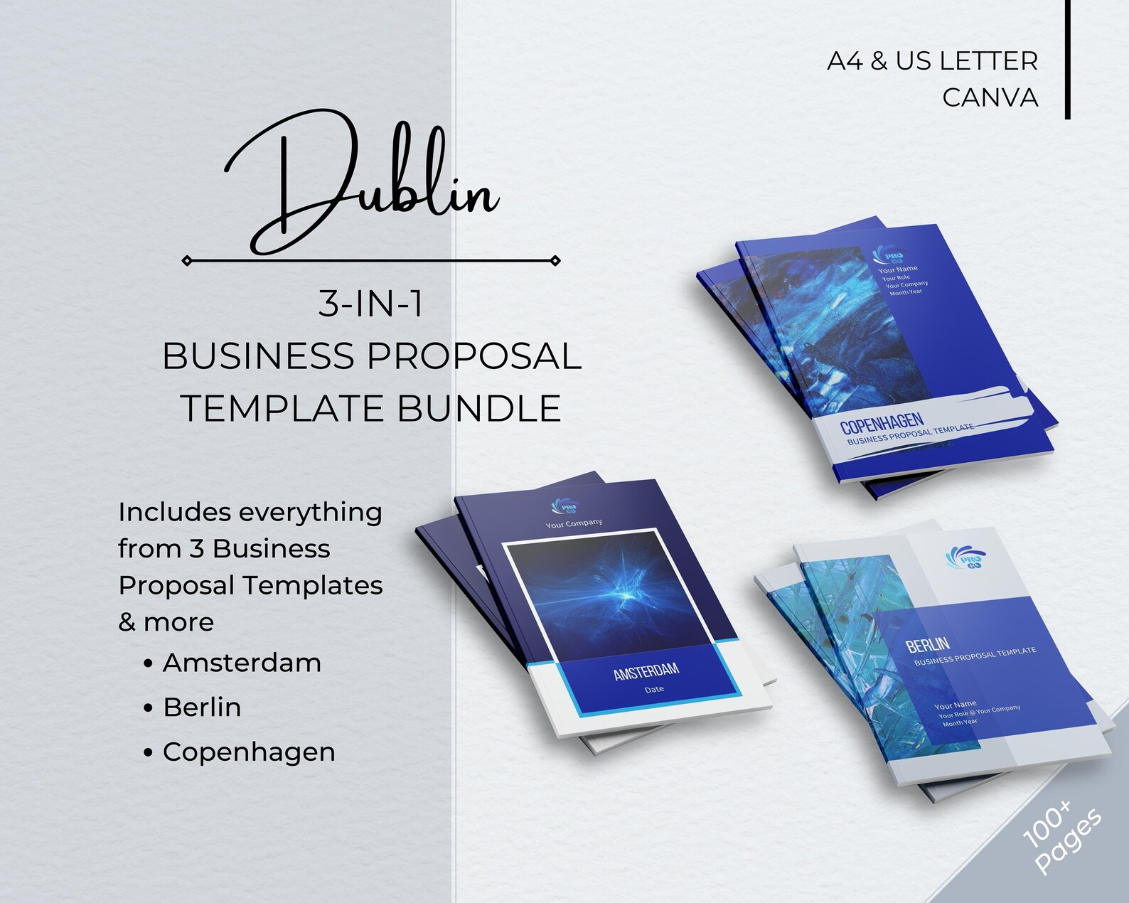 Business Proposal Template Bundle, 100+ Pages, Canva Editable (A4 & US ...