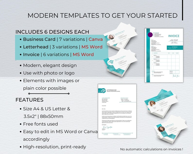 Starter Kit Editable Word Template Bundle, Modern Business Letterhead ...