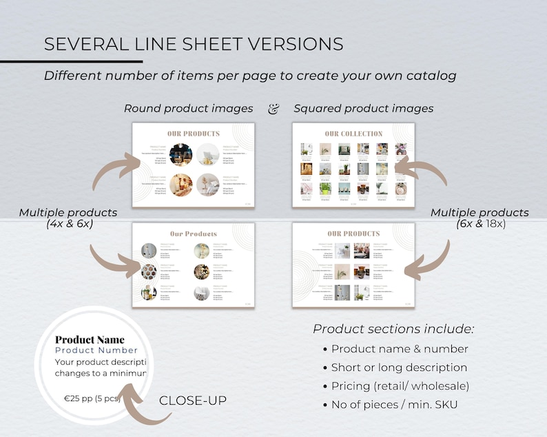 70+ Editable Product Catalog & Line Sheet Templates | Product Pricing ...