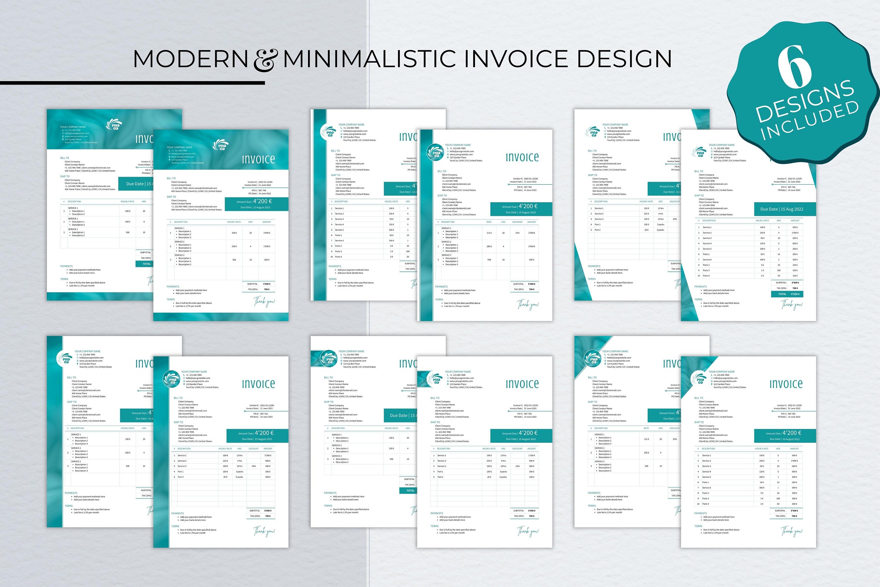 Invoice Word Template Bundle, Editable Custom Receipt, Sales Order ...