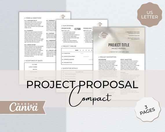 Project Proposal Template Professional Proposal Canva - Etsy