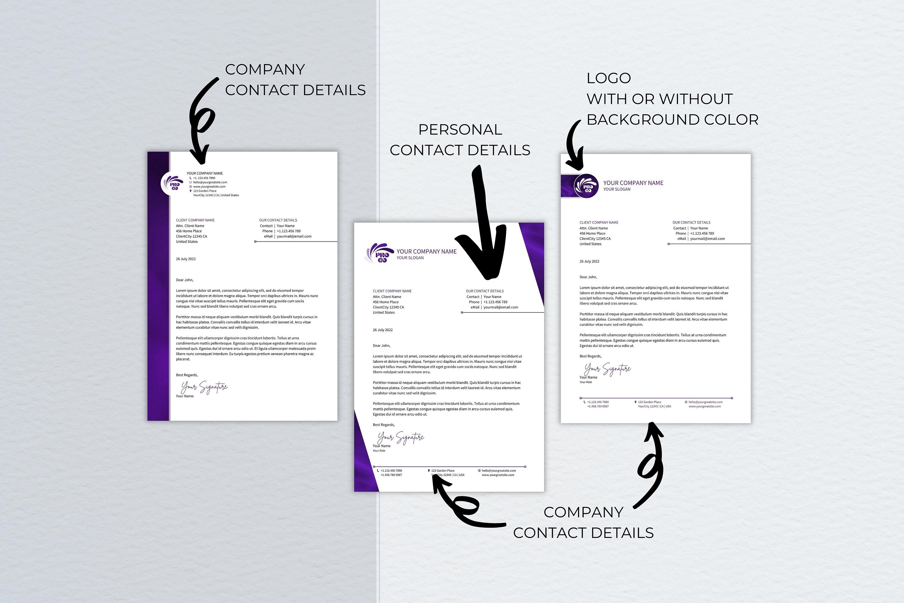 Editable Letterhead Template Bundle: Modern Business Design (A4 & US ...