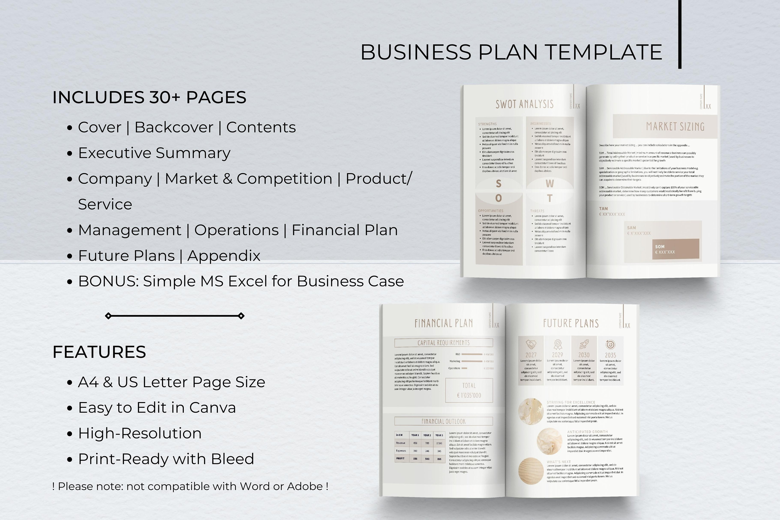 Business Plan Template, Professional Business Planner Proposal, Startup ...