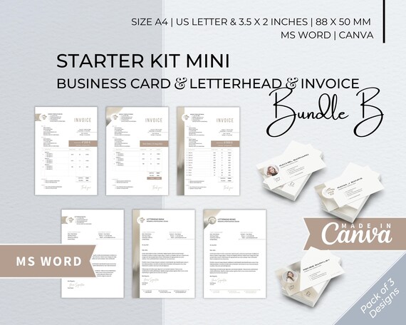 Starter Kit Editable Word Template Bundle Modern Business - Etsy