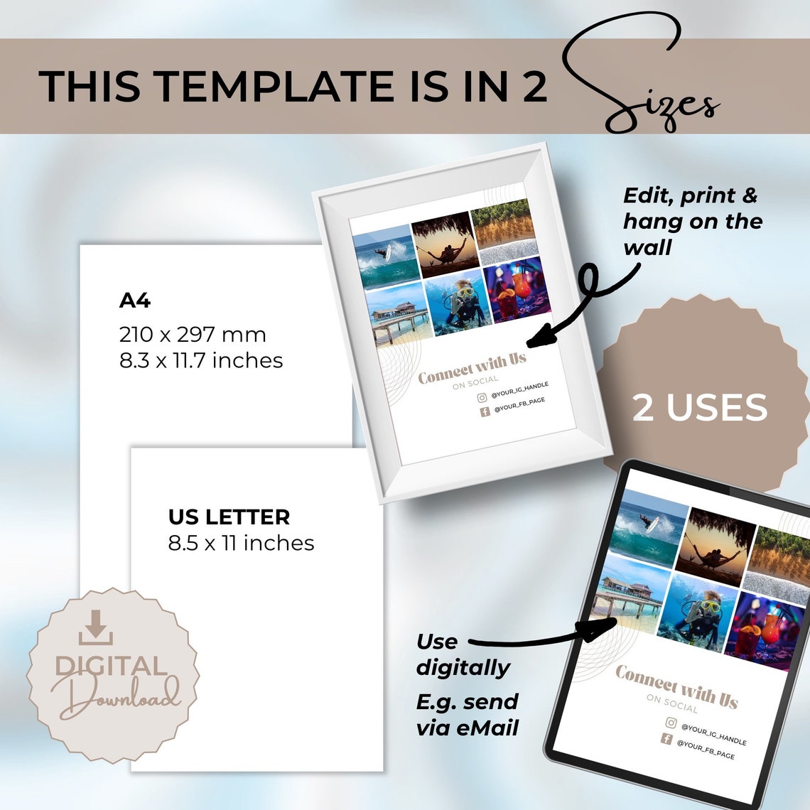 20 Airbnb Posters | Editable Canva Airbnb Sign Template Bundle | Wifi ...