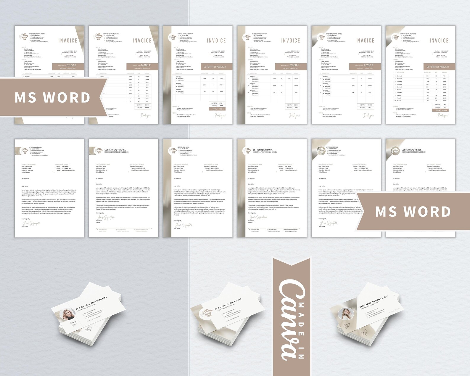 Starter Kit Editable Word Template Bundle Modern Business - Etsy