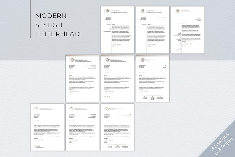 Letterhead Word Template Bundle, Modern Editable Business Letterhead ...