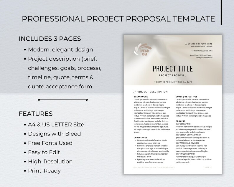 Project Proposal Template, Professional Proposal Canva Template, 3 ...