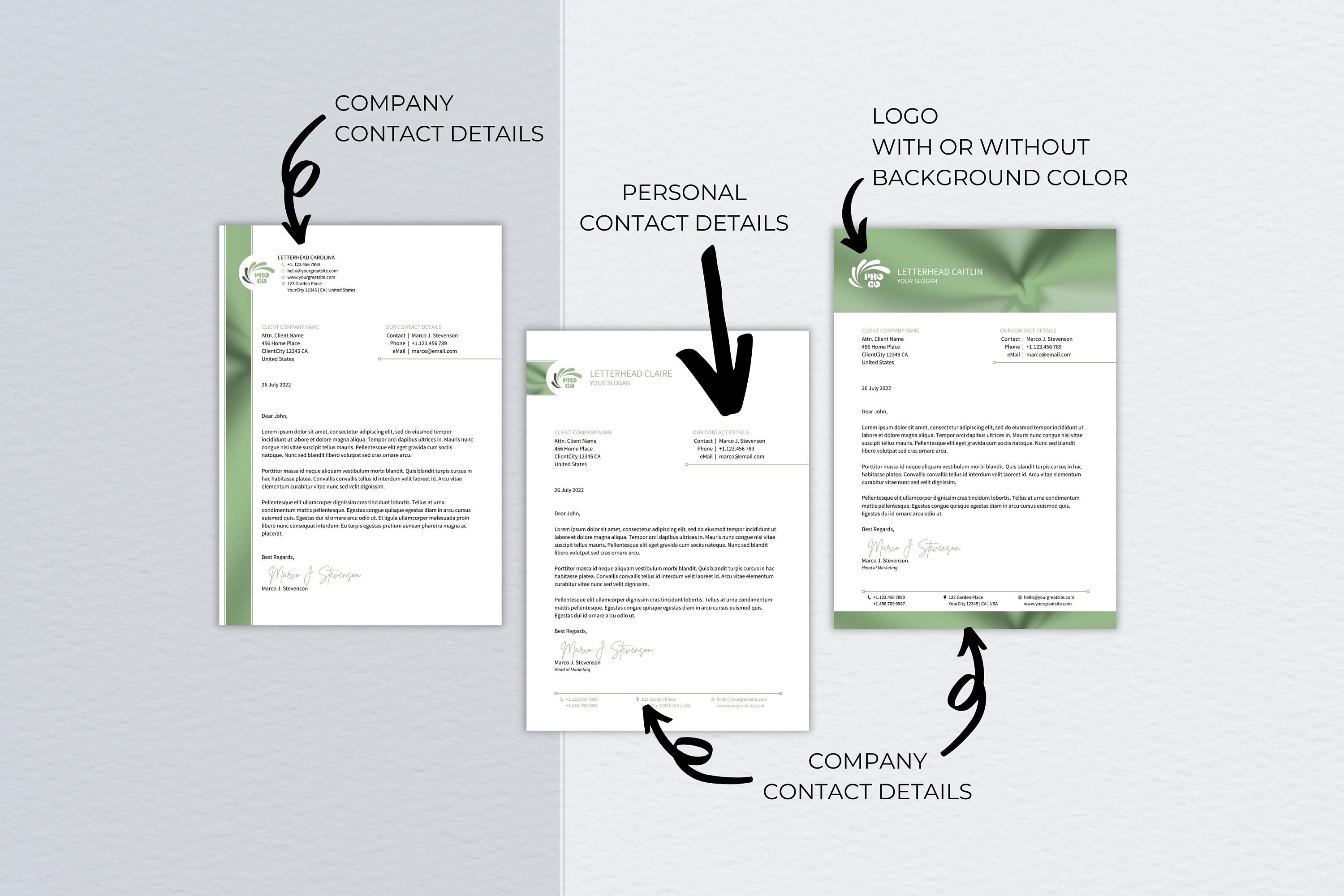 Letterhead Canva Template Bundle, Modern Editable Business Letterhead ...