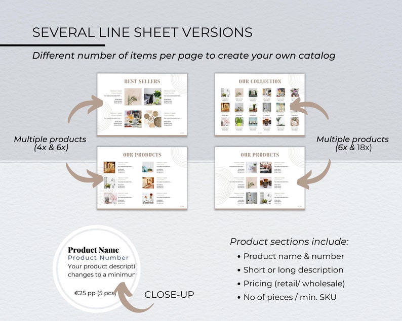 70+ Editable Product Catalog & Line Sheet Templates | Product Pricing ...