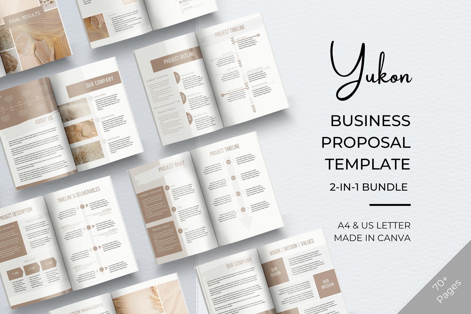 Business Proposal Template Bundle, 70+ Pages, Canva Editable (A4 & US ...