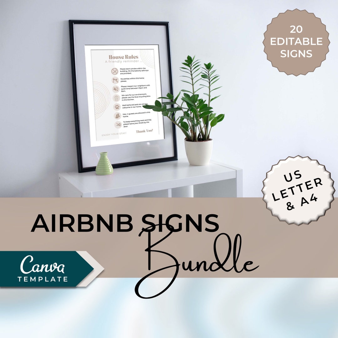 Airbnb House Signs | 20 Canva Template Bundle, Host Welcome (A4/US ...