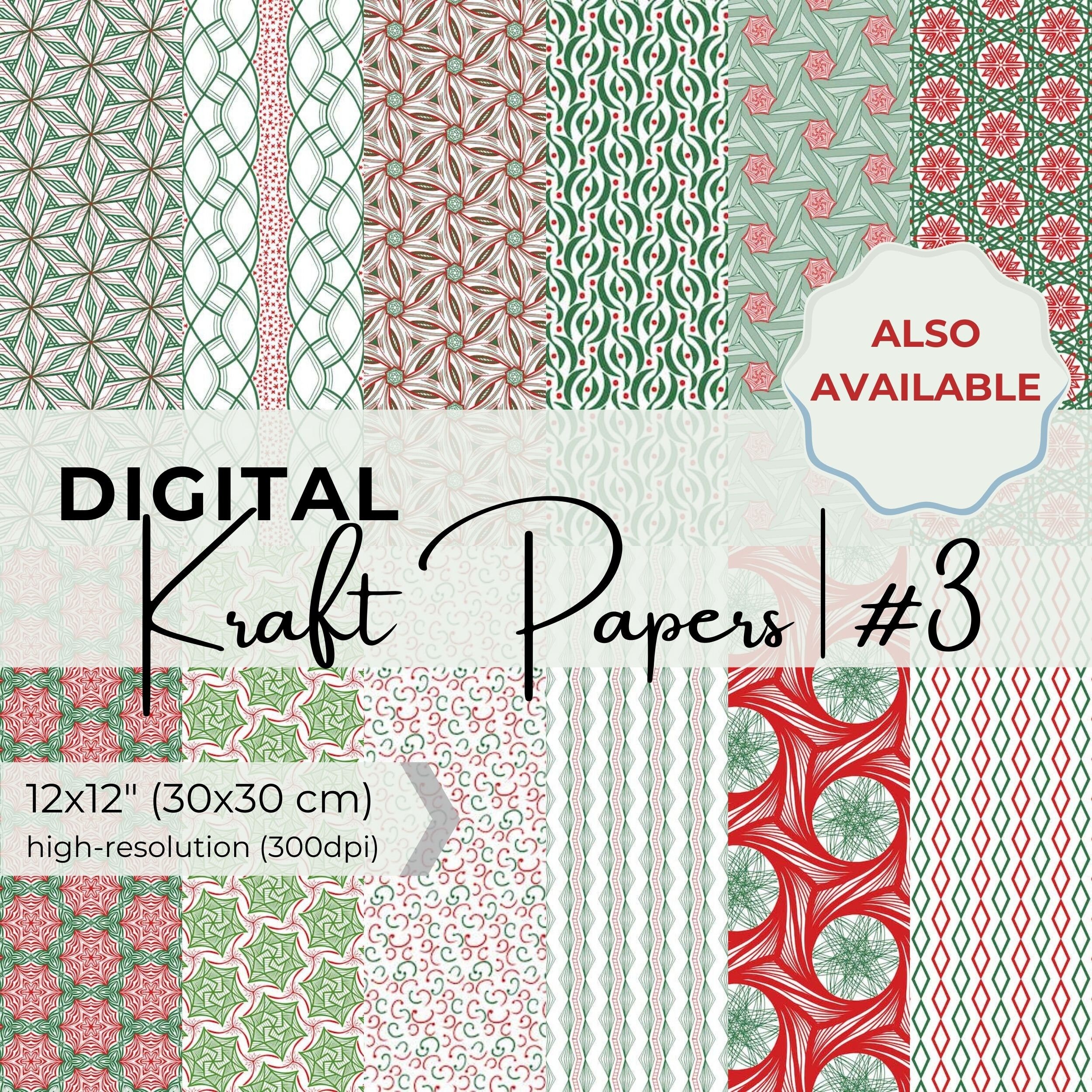 Kraft Digital Paper Digital Scrapbook Paper DIY Wrapping Paper ...