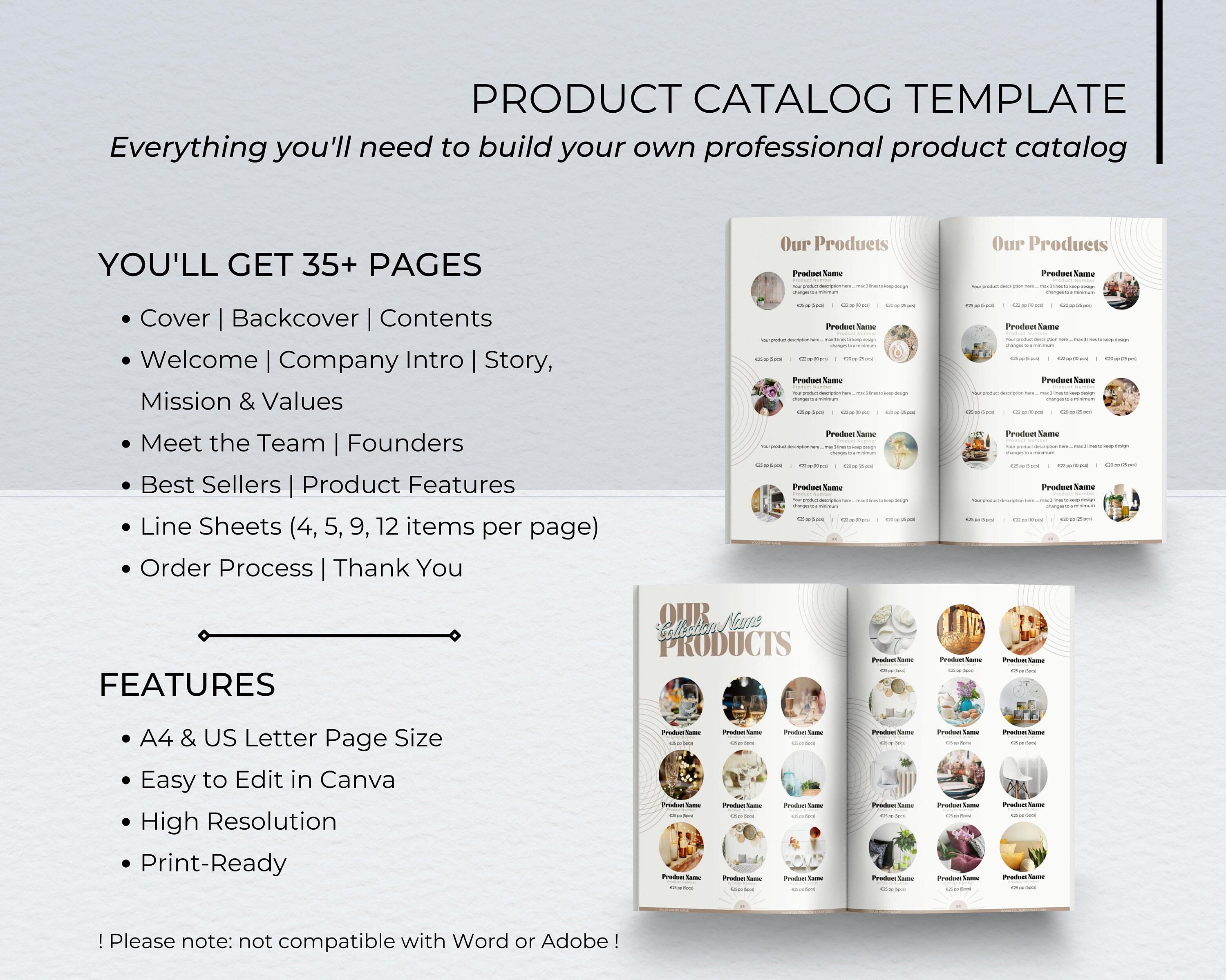 35+ Editable Product Catalog & Line Sheet Templates | Product Pricing ...