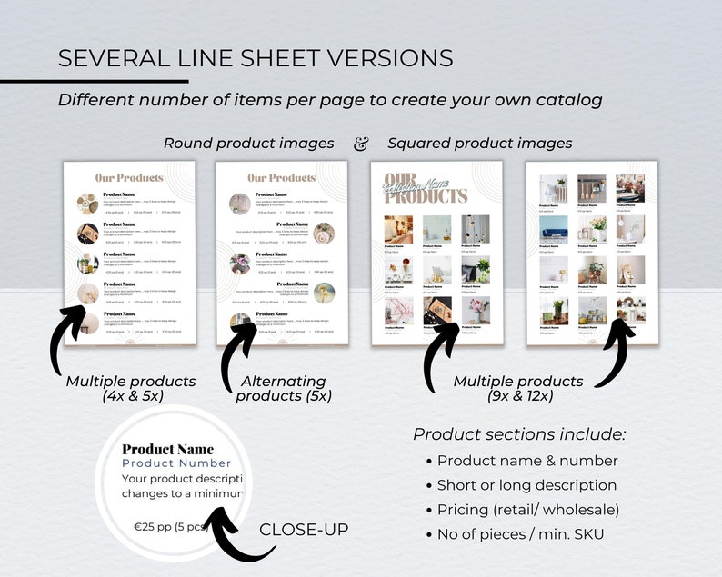 70+ Editable Product Catalog & Line Sheet Templates | Product Pricing ...