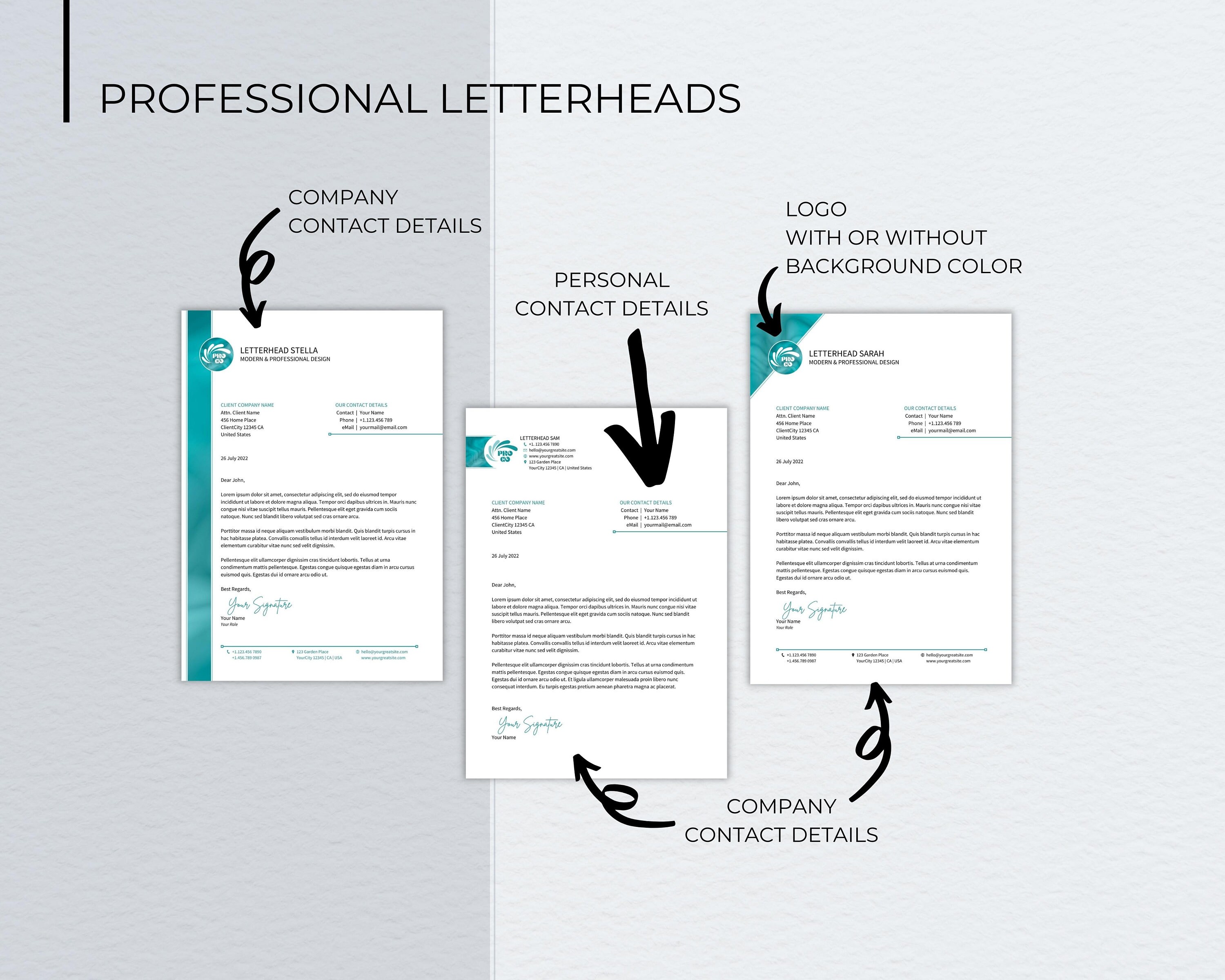 Starter Kit Editable Word Template Bundle, Modern Business Letterhead ...