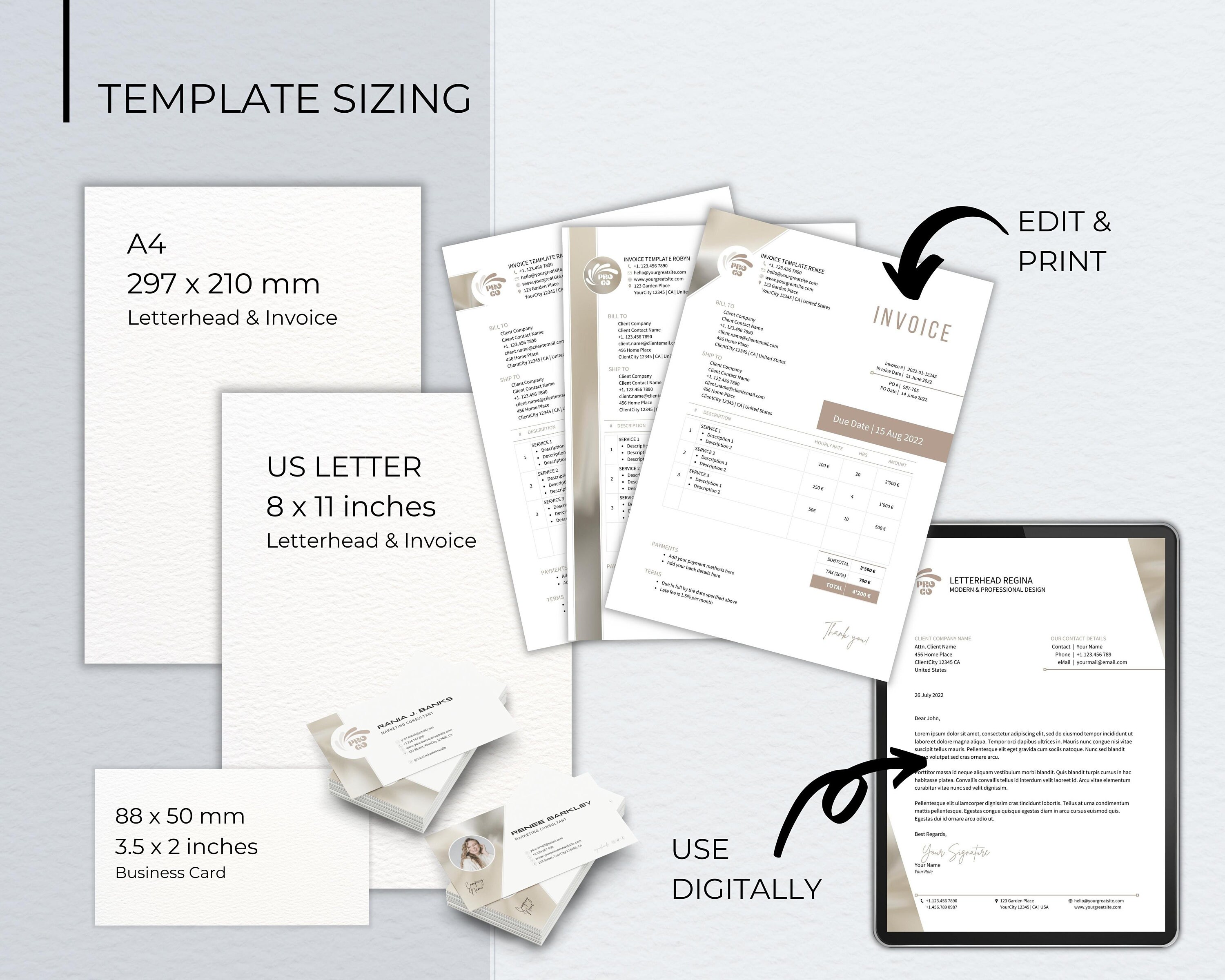 Starter Kit Editable Word Template Bundle, Modern Business Letterhead ...