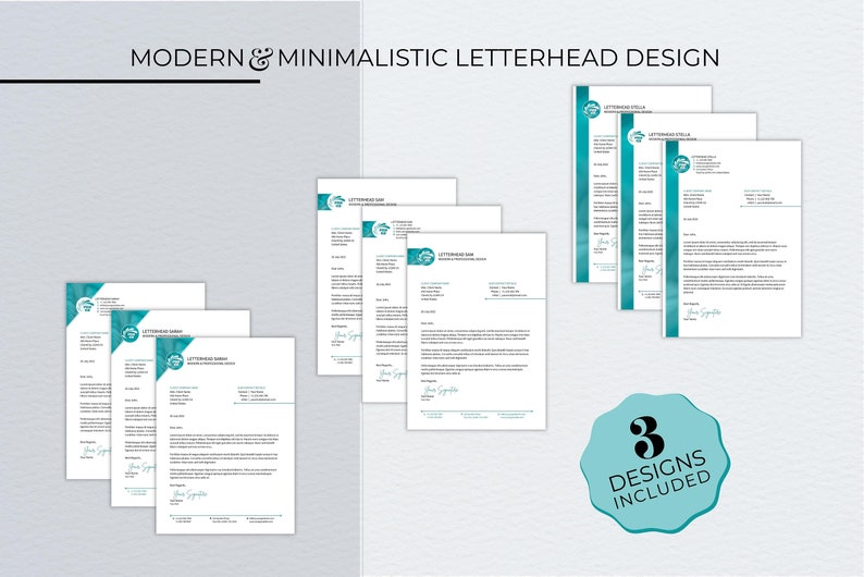 Letterhead Canva Template Bundle, Modern Editable Business Letterhead ...