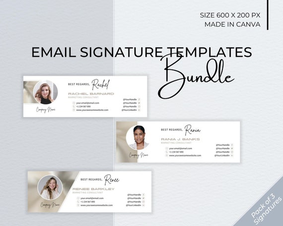 Email Signature Canva Template Bundle With Photo Modern - Etsy