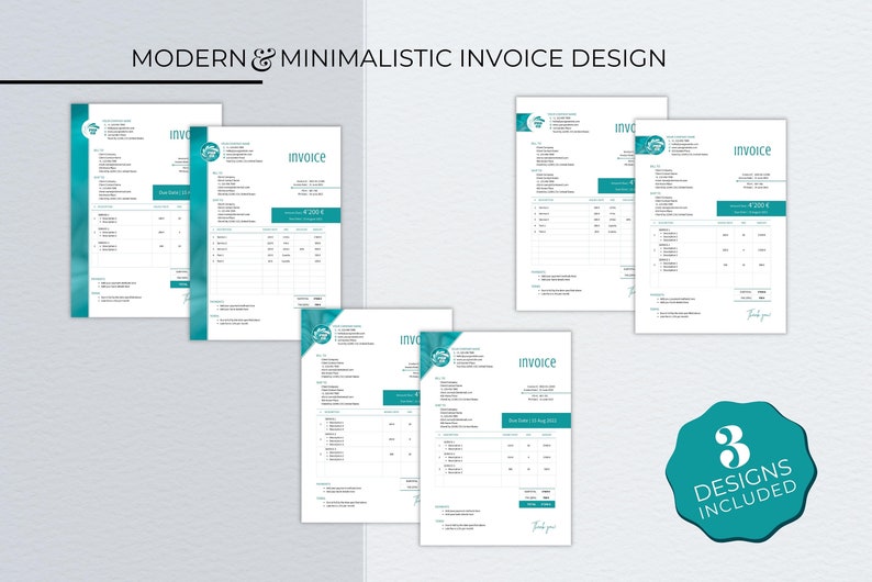 Invoice Word Template Bundle, Editable Custom Receipt, Sales Order ...