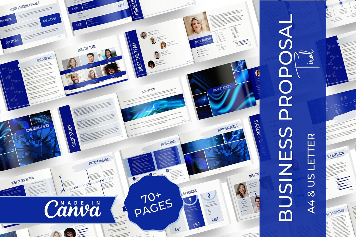 Project Proposal Template Bundle, 70+ Pages, Canva Editable (A4 & US ...
