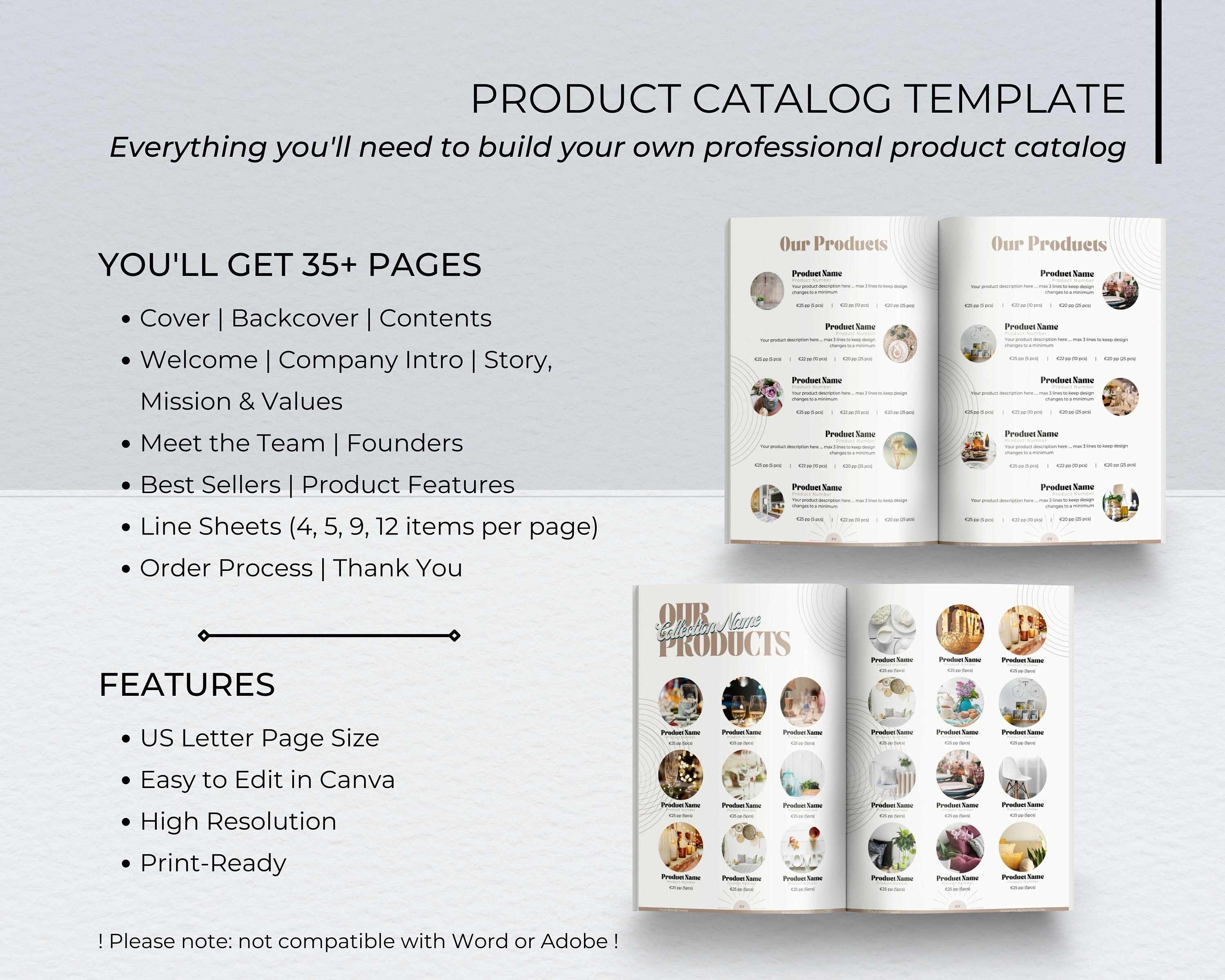 35+ Editable Product Catalog & Line Sheet Templates | Product Pricing ...
