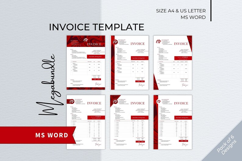 Editable Invoice Template Bundle: Professional Business Forms (MS Word ...