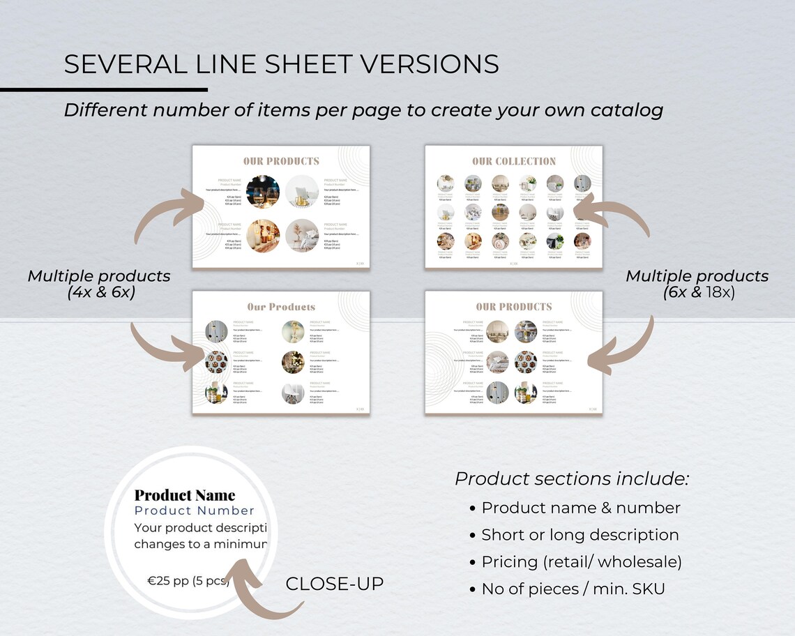 Product Catalog & Line Sheet Templates | Product Pricing Guide ...