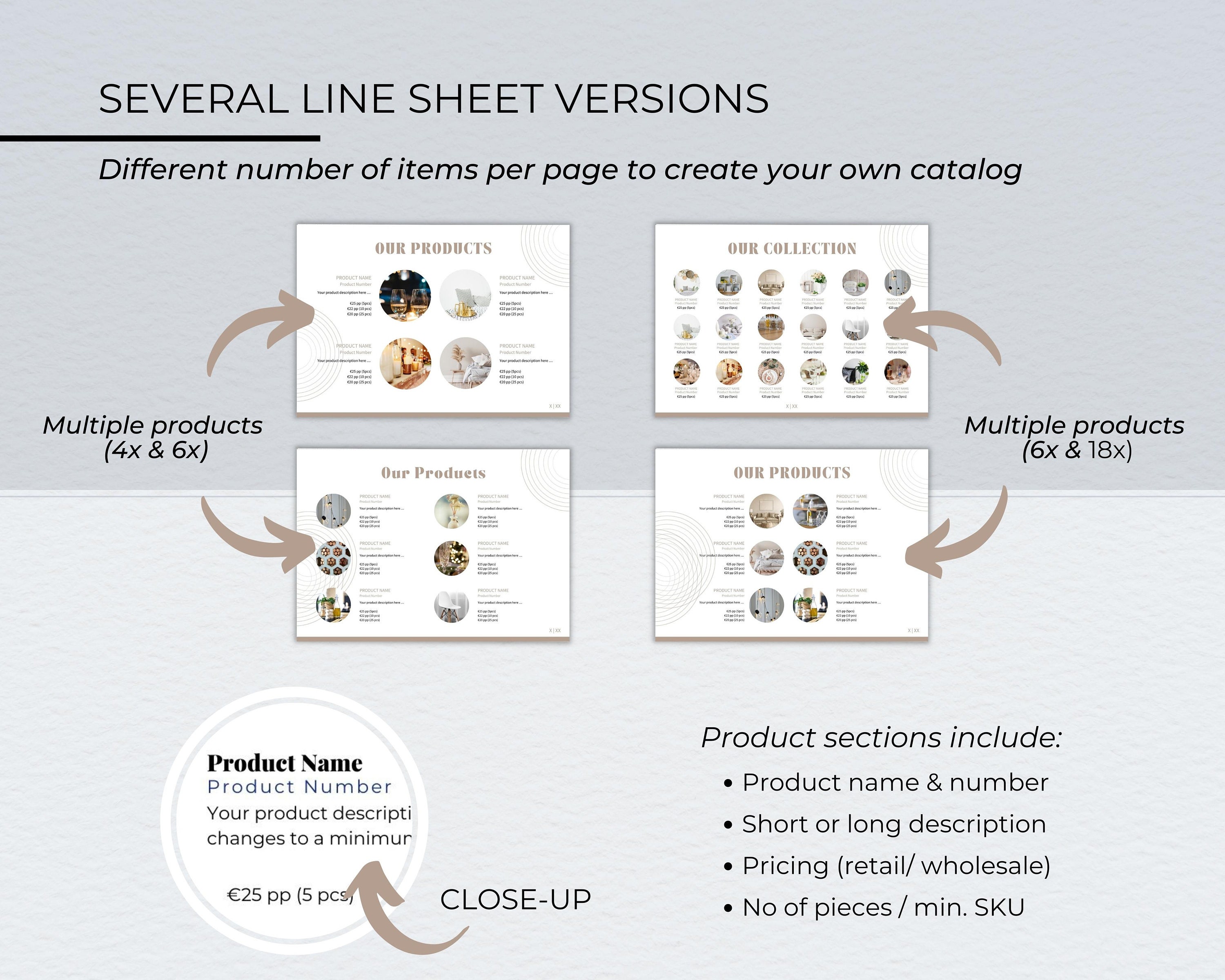 Product Catalog & Line Sheet Templates | Product Pricing Guide ...