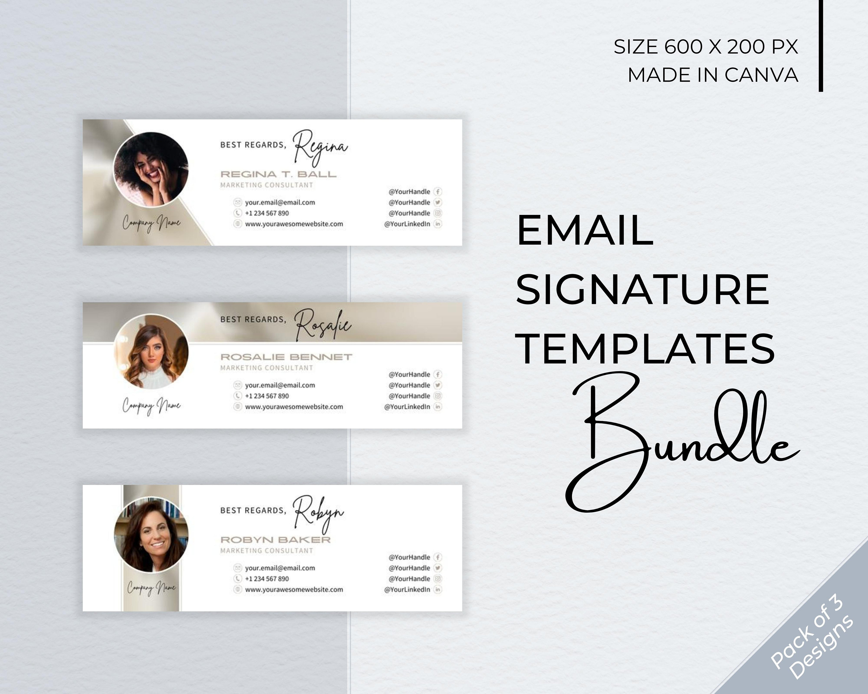 Email Signature Canva Template Bundle With Photo | Modern E-mail ...