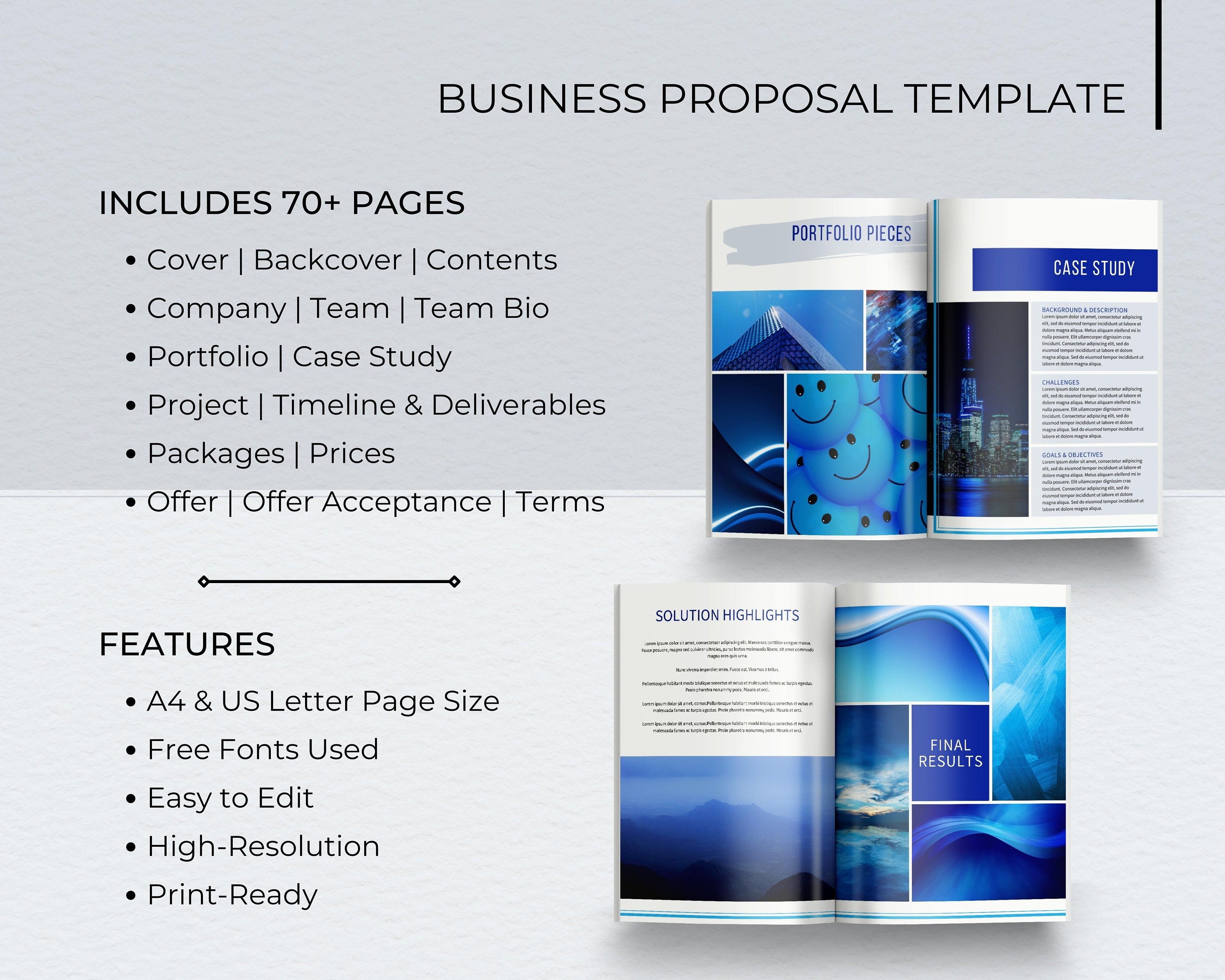 Business Proposal Template Bundle, 70+ Pages, Canva Editable - Etsy