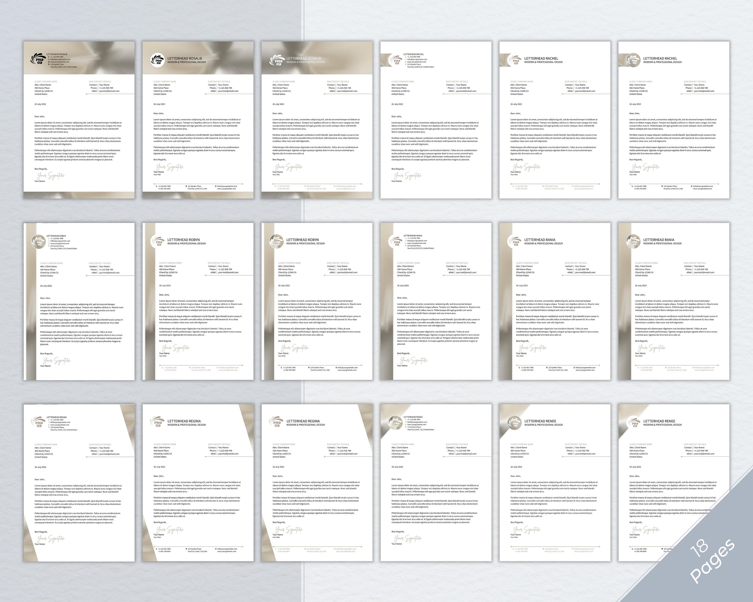 Letterhead Canva Template Bundle, Modern Editable Business Letterhead ...