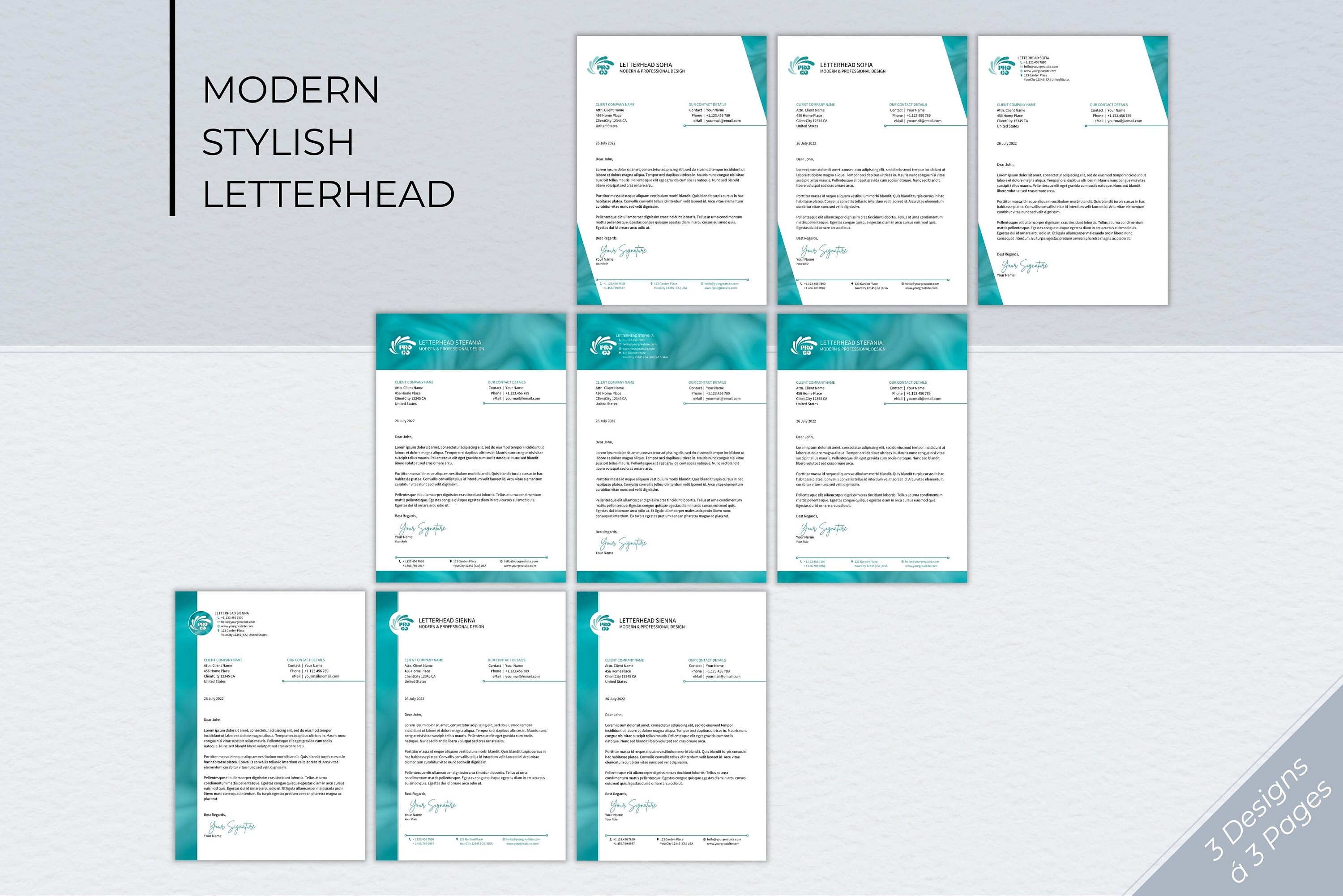 Letterhead Canva Template Bundle, Modern Editable Business Letterhead ...