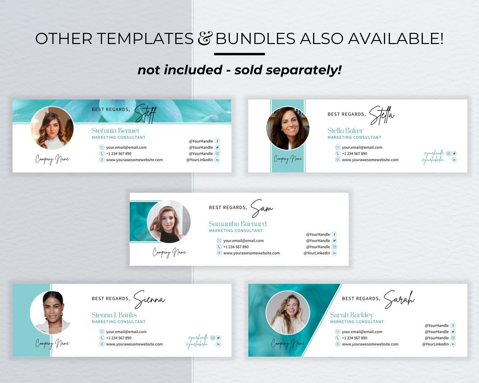Email Signature Canva Template Bundle With Photo Modern - Etsy