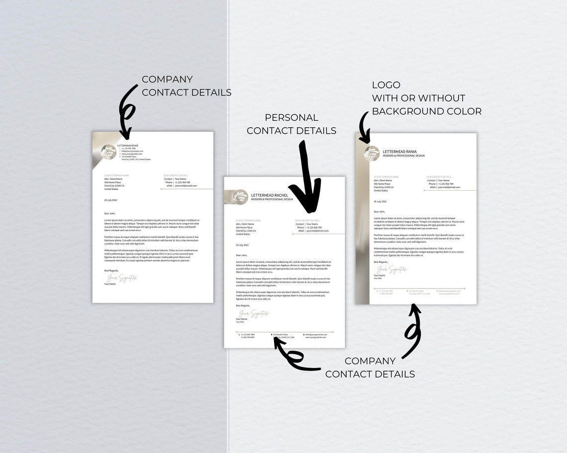Letterhead Canva Template Bundle, Modern Editable Business Letterhead ...