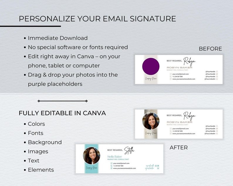 Email Signature Canva Template Bundle With Photo Modern - Etsy
