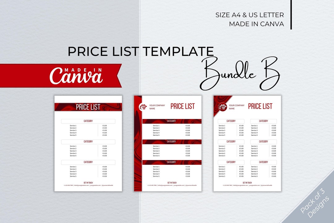 Price List Canva Template, Fully Editable Price Sheet, Printable Price ...
