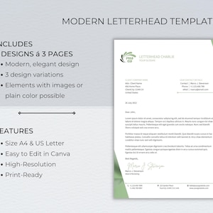 Letterhead Canva Template Bundle, Modern Editable Business Letterhead ...