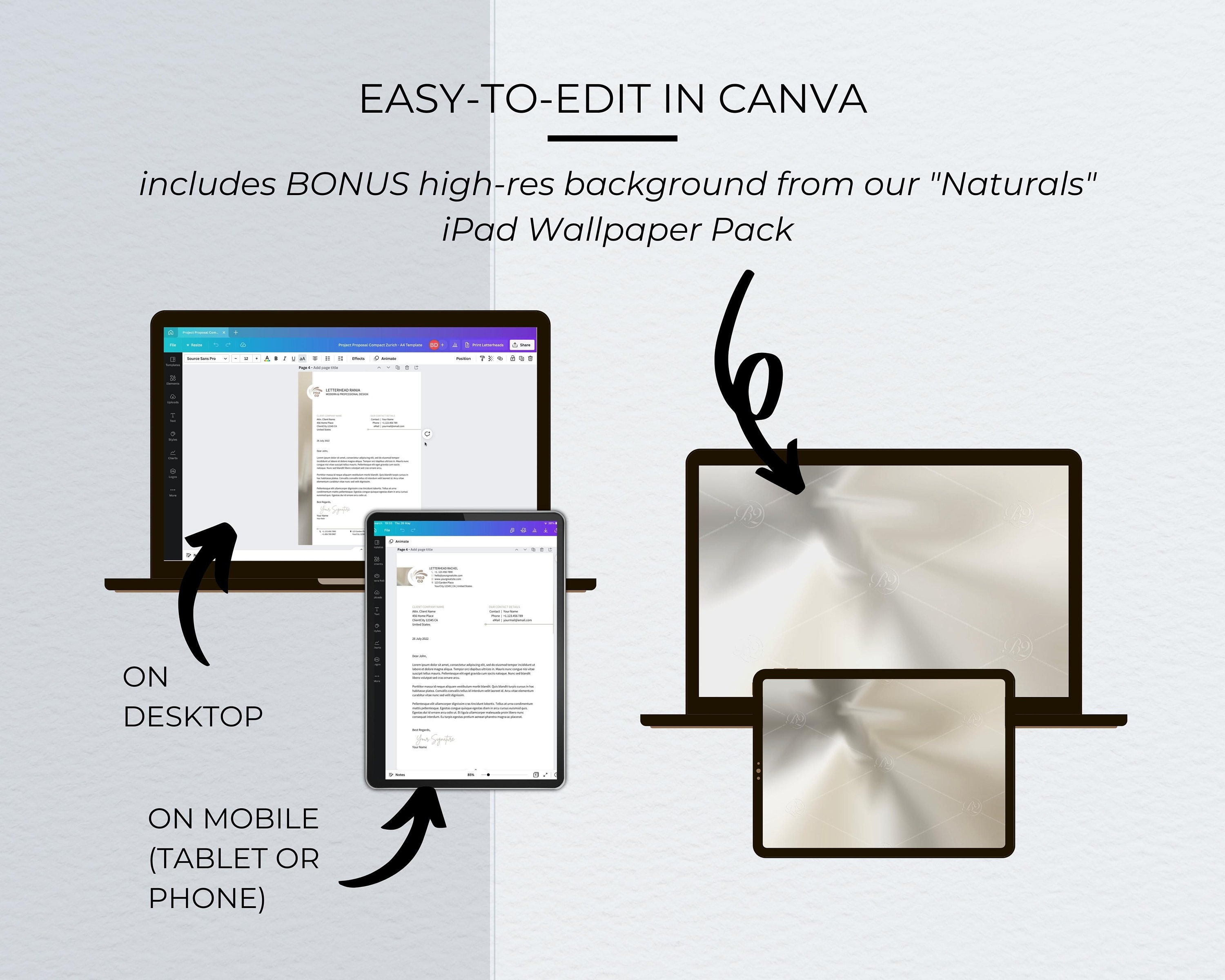 Letterhead Canva Template Bundle, Modern Editable Business Letterhead ...