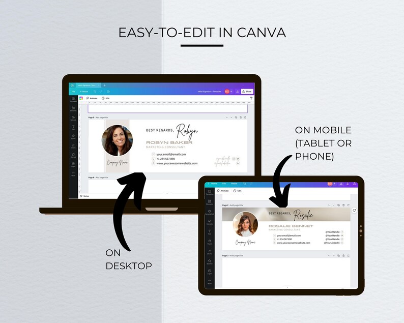 Email Signature Canva Template Bundle With Photo | Modern E-mail ...