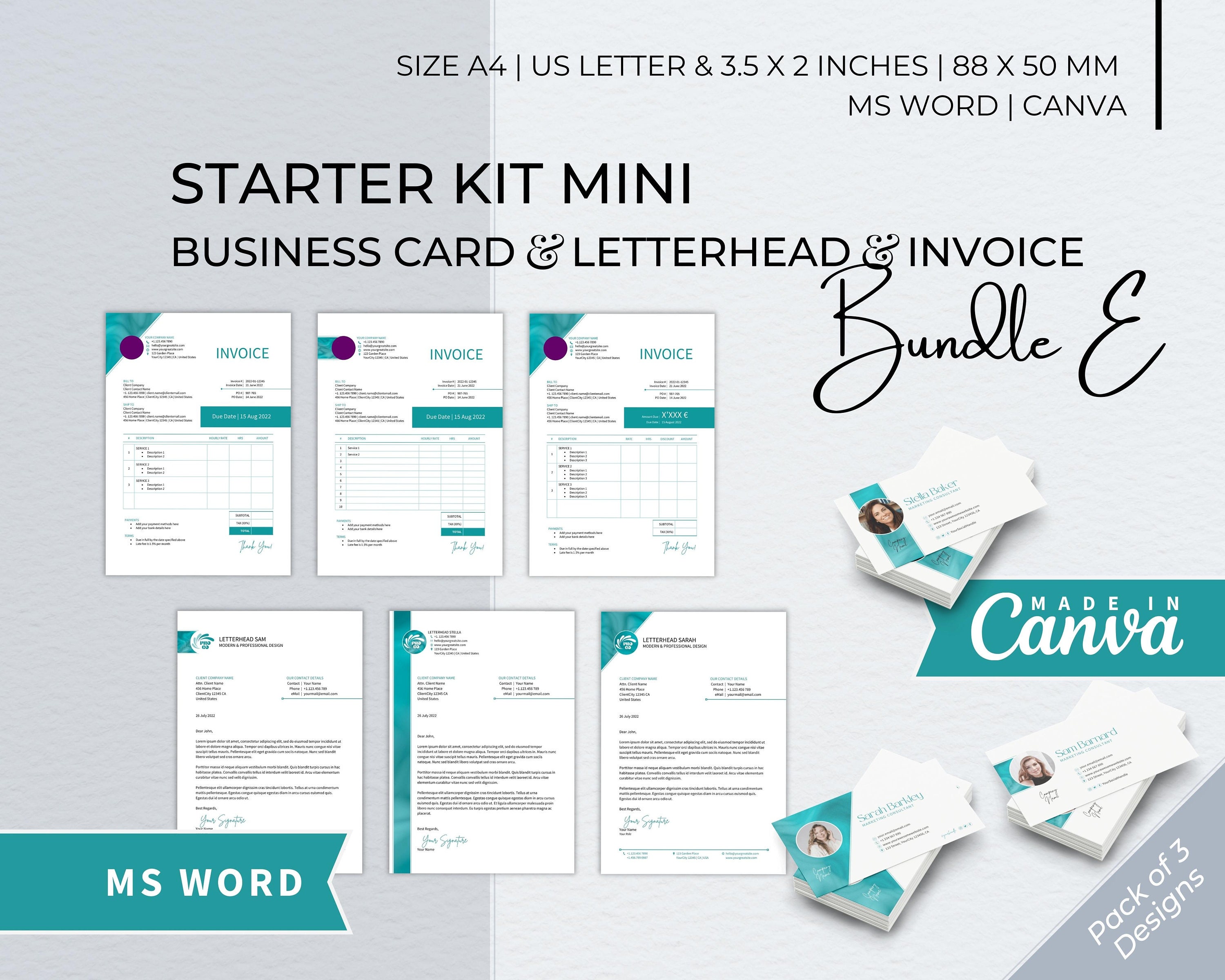 Starter Kit Editable Word Template Bundle, Modern Business Letterhead ...