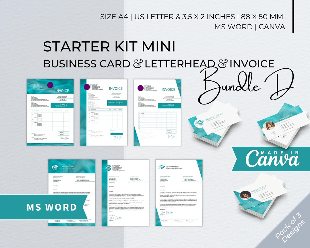 Starter Kit Editable Word Template Bundle, Modern Business Letterhead ...